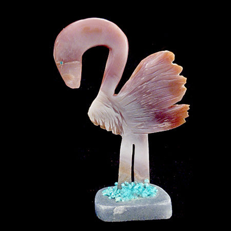 Pink Mussel Shell Bird, Flamingo by Kevin Quam, Deceased – Sunshine Studio