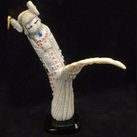 Antler Corn Maiden and Kokoshi Figure by Troy Sice - Zuni Fetish ...