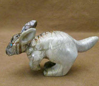 Picasso Marble Kangaroo by Loren Tsalabutie - Zuni Fetish – Sunshine Studio